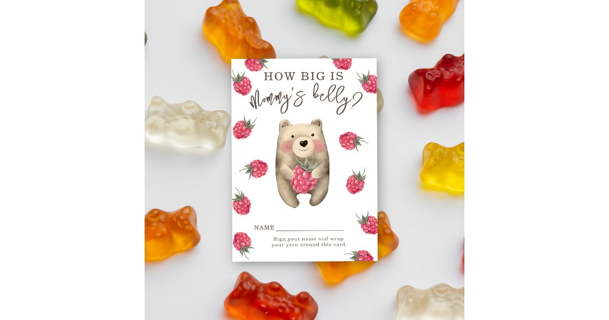 Bear and raspberries - mommy's belly enclosure card | Zazzle