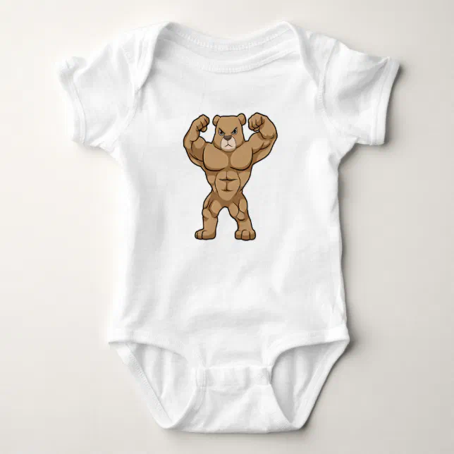 Bear as Bodybuilder with big Muscles Baby Bodysuit | Zazzle