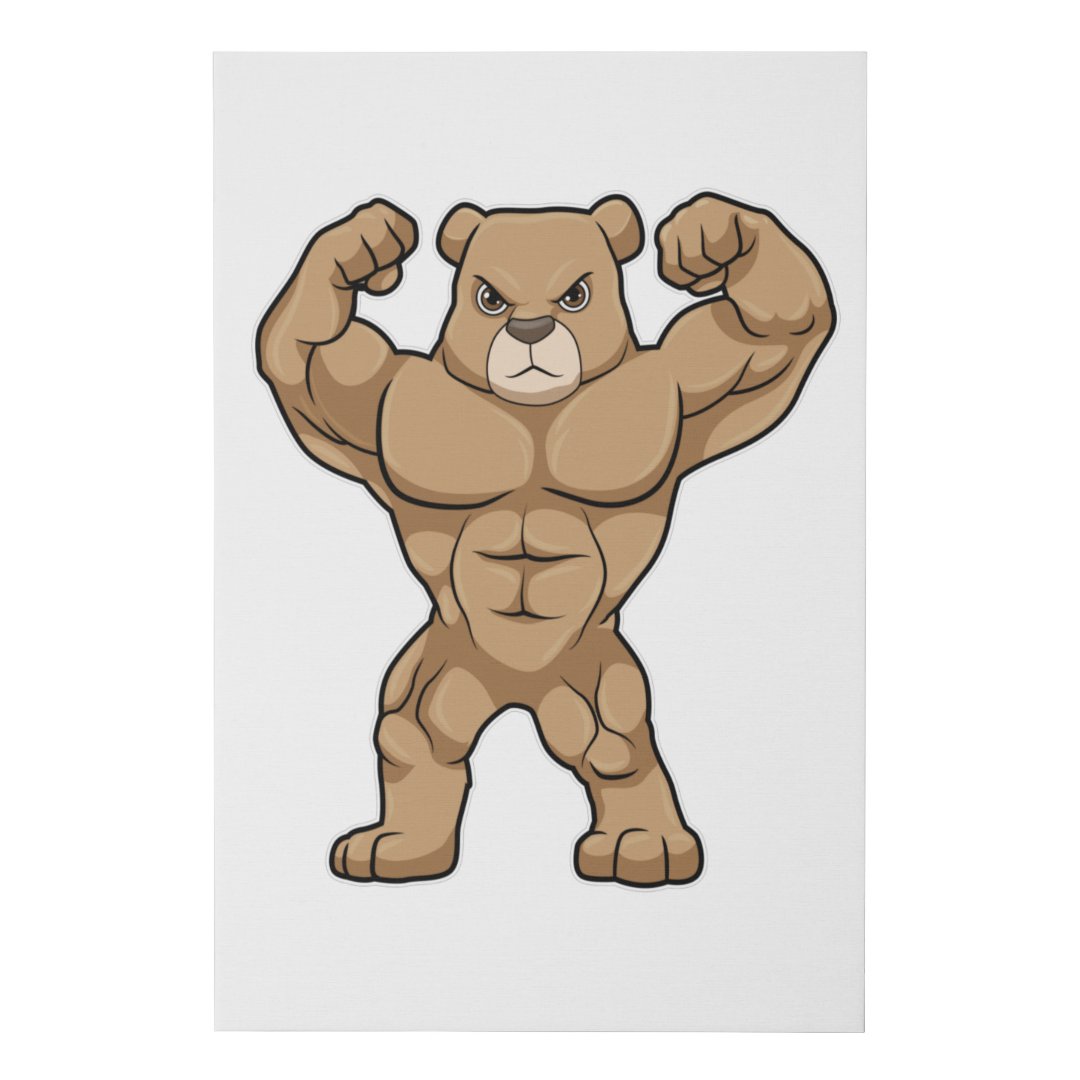 Bear as Bodybuilder with big Muscles Faux Canvas Print | Zazzle