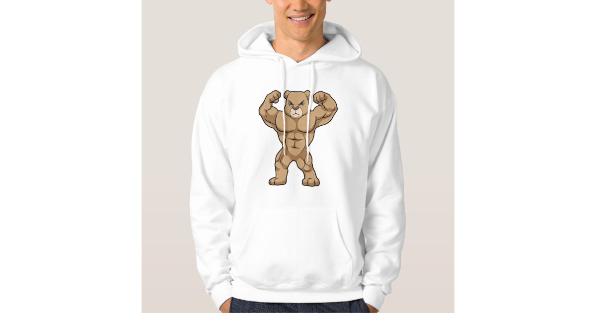 Bear as Bodybuilder with big Muscles Hoodie | Zazzle