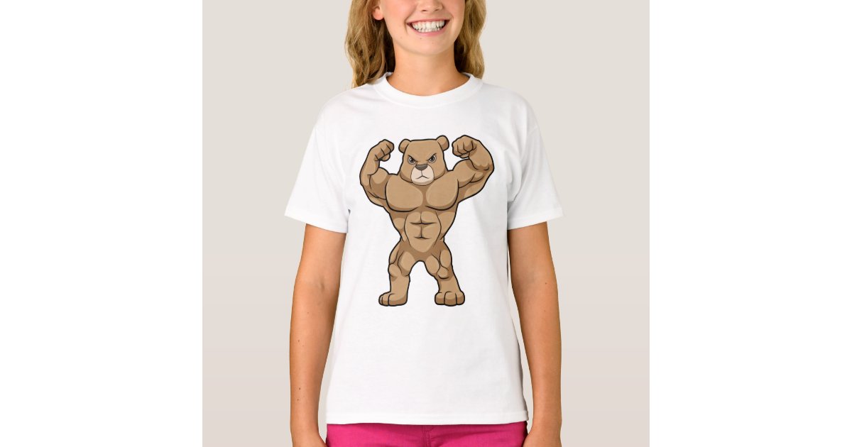Bear as Bodybuilder with big Muscles T-Shirt | Zazzle