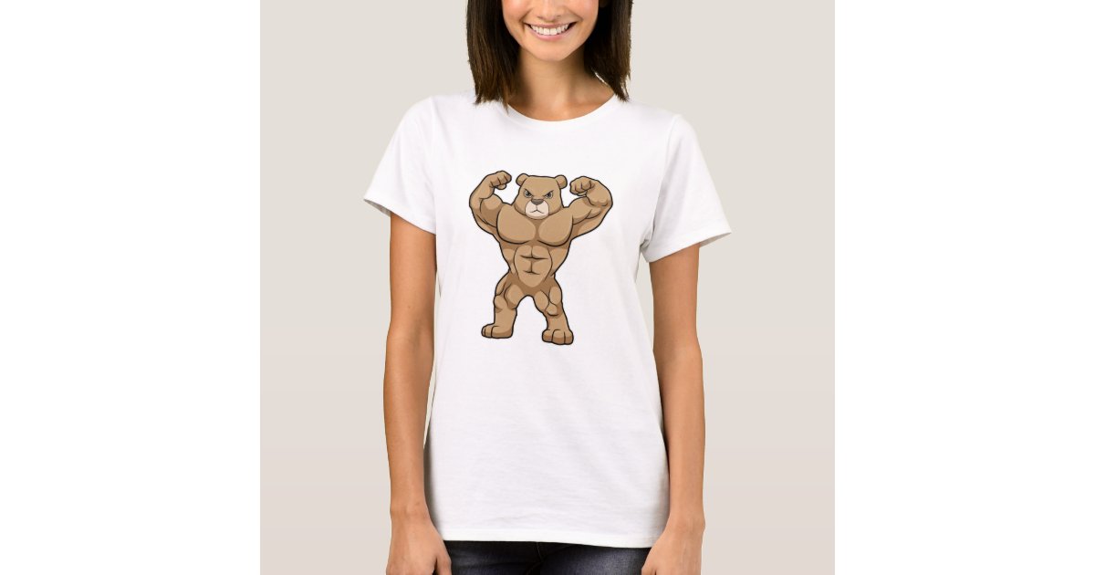 Bear as Bodybuilder with big Muscles T-Shirt | Zazzle