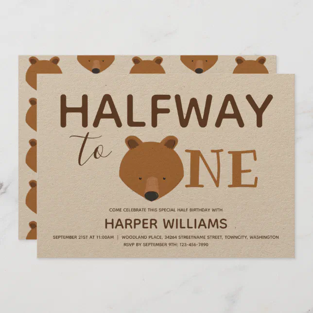 Bear Baby Half Birthday Invitation | Zazzle