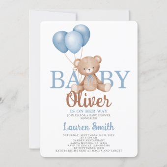 Bear Baby Shower Boy Invitation | Zazzle