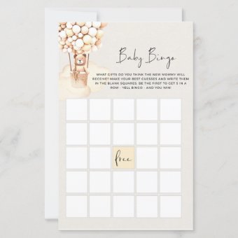 Bear Baby Shower Game BINGO | Zazzle