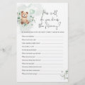 Bear Baby Shower Game - How Well Do You Know Mommy | Zazzle