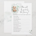Bear Baby Shower Game - How Well Do You Know Mommy | Zazzle