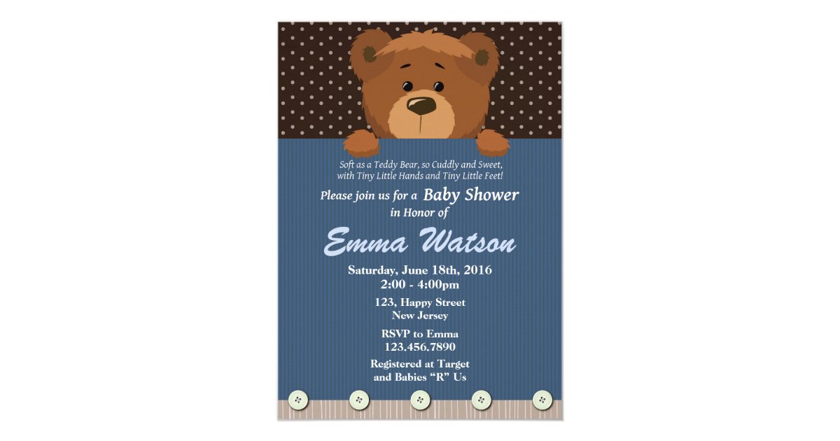 Bear Baby Shower Invitation | Zazzle.com