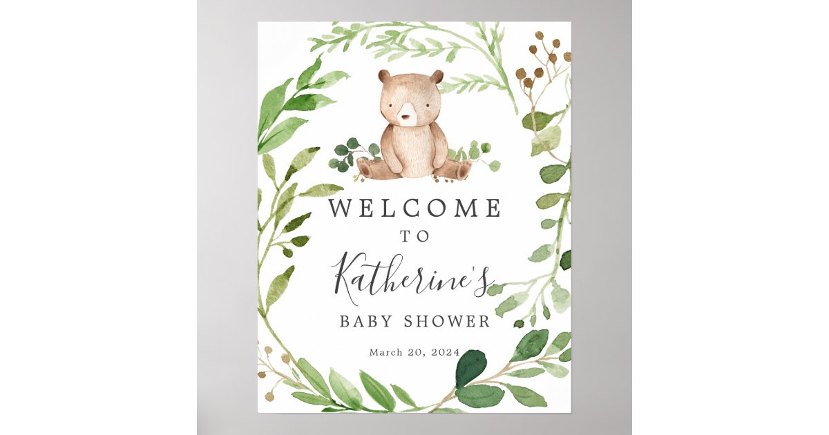 Bear Baby Shower Welcome Sign | Zazzle