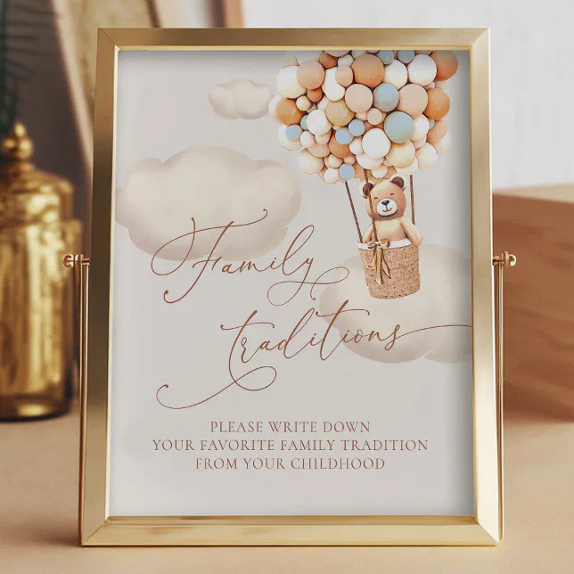 Bear Balloons Favorite Family Traditions Sign | Zazzle