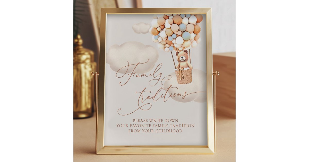 Bear Balloons Favorite Family Traditions Sign | Zazzle