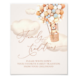 Bear Balloons Favorite Family Traditions Sign | Zazzle