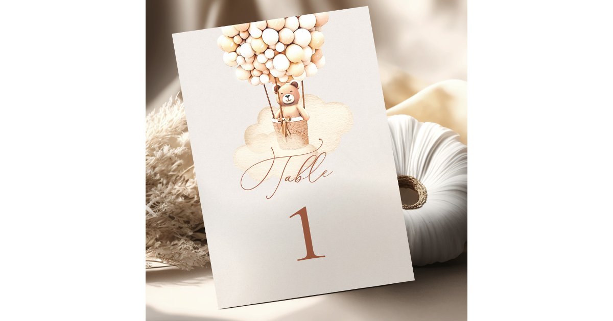 Bear Balloons Table Number Poster | Zazzle