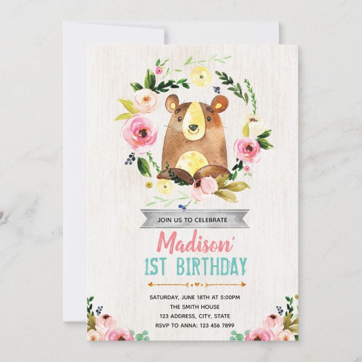 Bear birthday party invitation | Zazzle.com