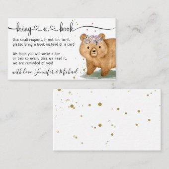 Bear Bring a Book Enclosure Card | Zazzle