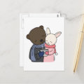 Bear & Bunny Postcard Bear Bunny Love Art card | Zazzle