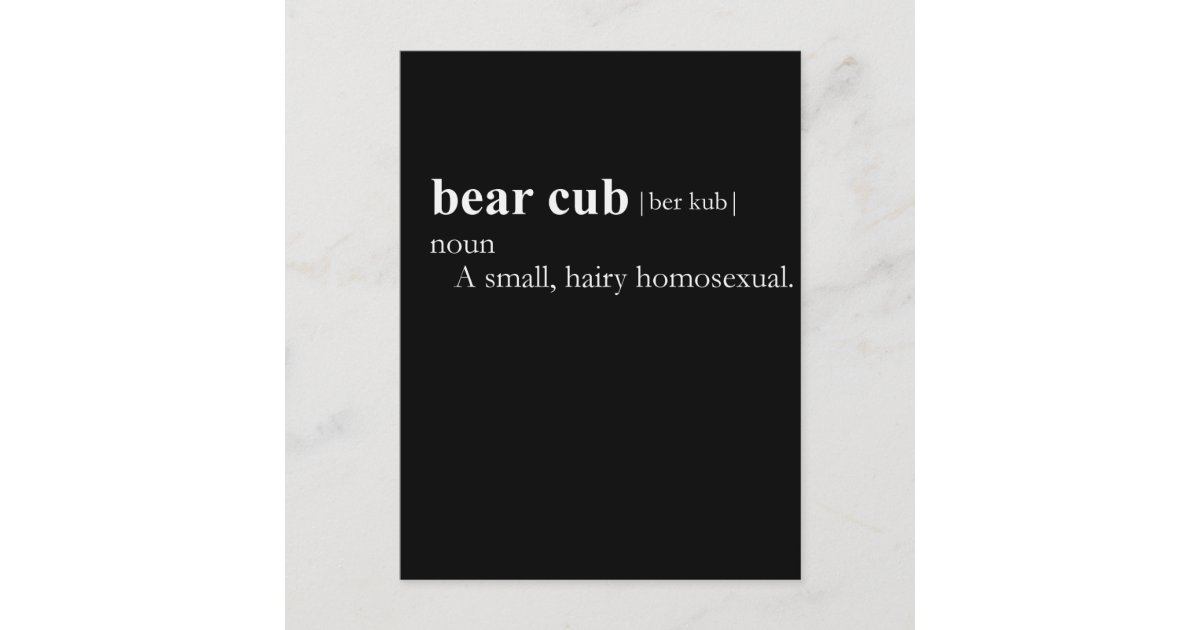 BEAR CUB (definition) Postcard | Zazzle