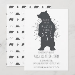 Bear Cub Themed Kids Birthday Party Invitation | Zazzle