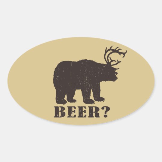Bear + Deer = Bear? Funny Hunting Decals Oval Sticker | Zazzle.com