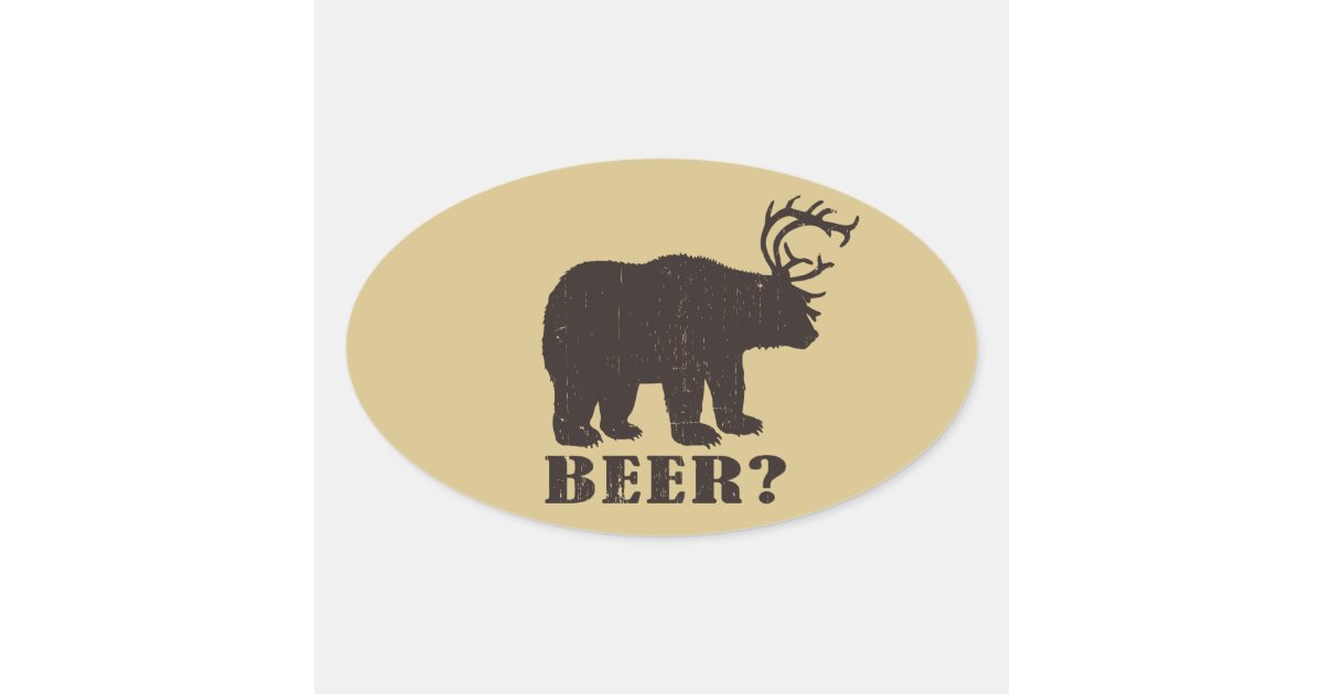 Bear + Deer = Bear? Funny Hunting Decals Oval Sticker | Zazzle