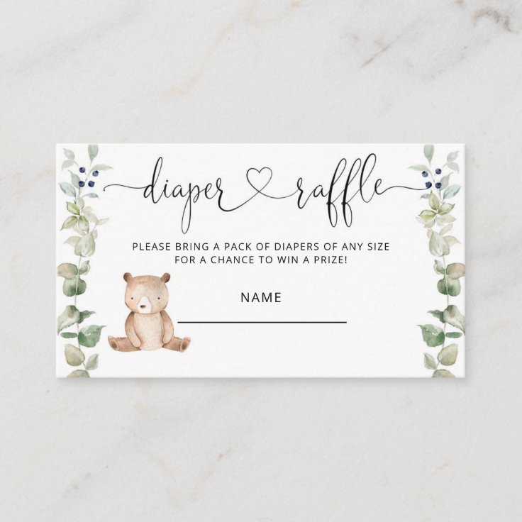 Bear diaper raffle ticket enclosure card | Zazzle