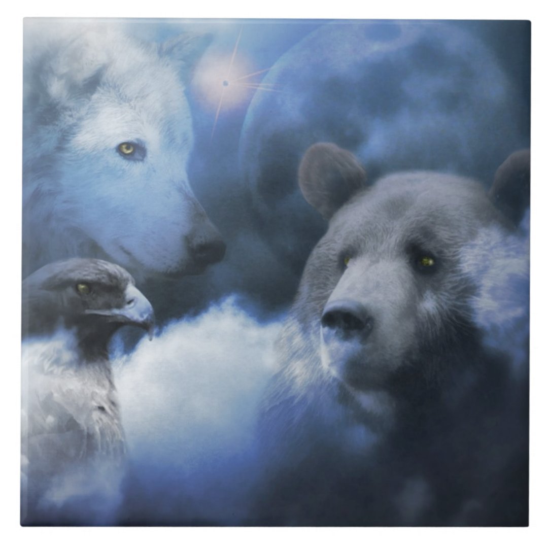 Bear, Eagle and Wolf Art Tile | Zazzle
