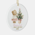 Bear First Christmas Keepsake for Baby Girl Ceramic Ornament | Zazzle