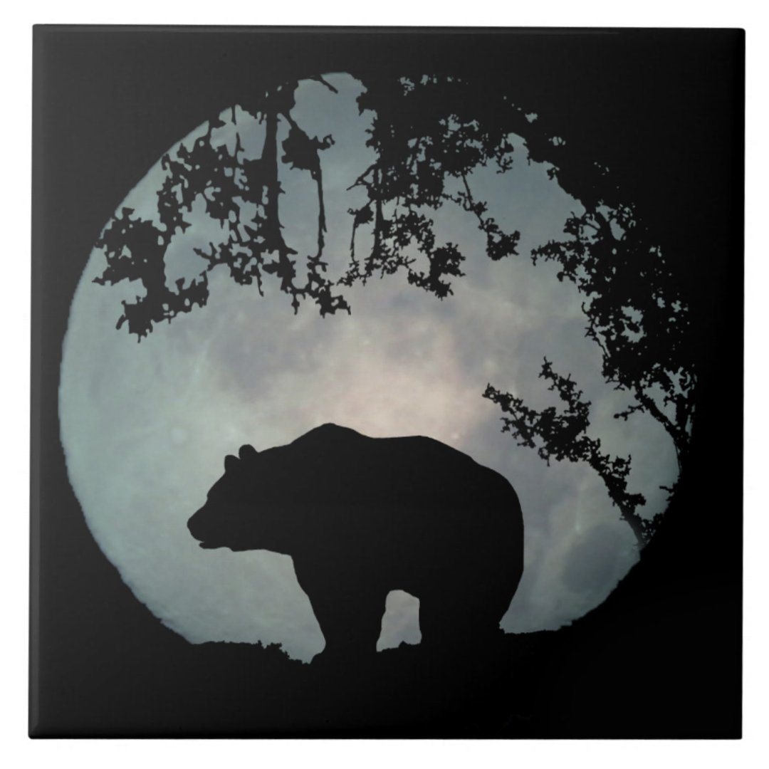 Bear Full Moon Art Tile | Zazzle