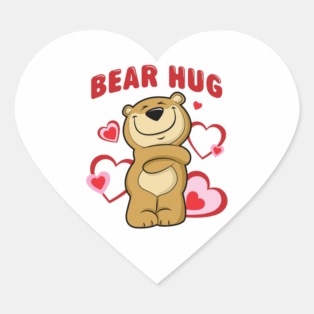 Bear Hug Heart Sticker | Zazzle