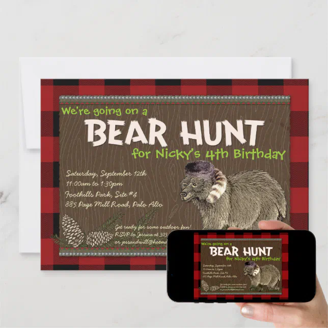 Bear Hunt Adventure Party Invitation | Zazzle