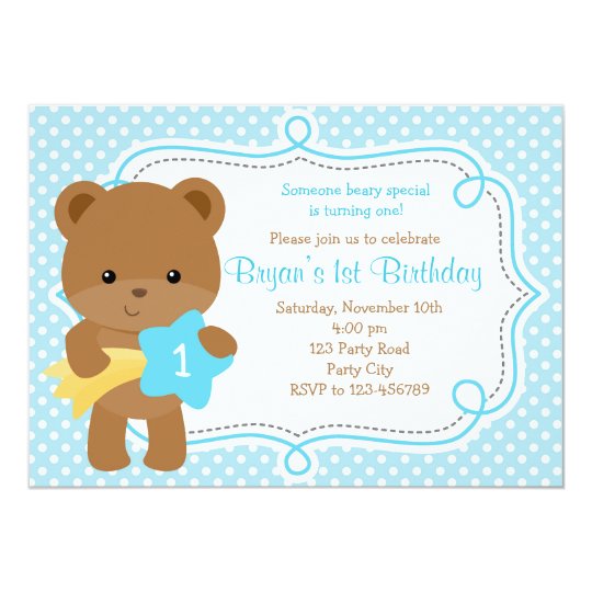Bear Invitation (1st Birthday / Baby Shower) - Boy | Zazzle.com