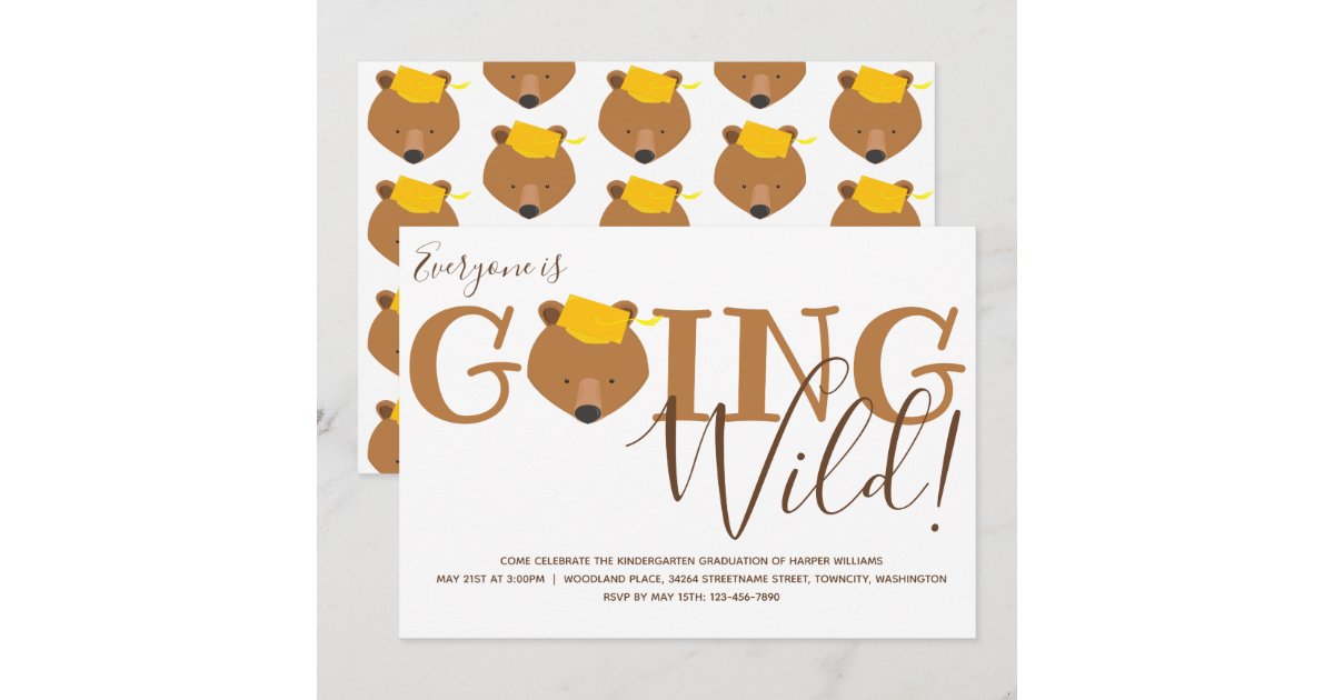 Bear Kindergarten Graduation Invitation | Zazzle