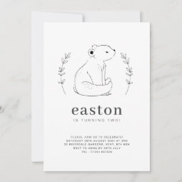 Bear Line Drawing Birthday Invitation | Zazzle
