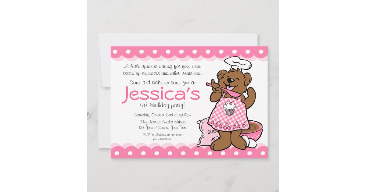 Bear Little Baker Party Invitation | Zazzle