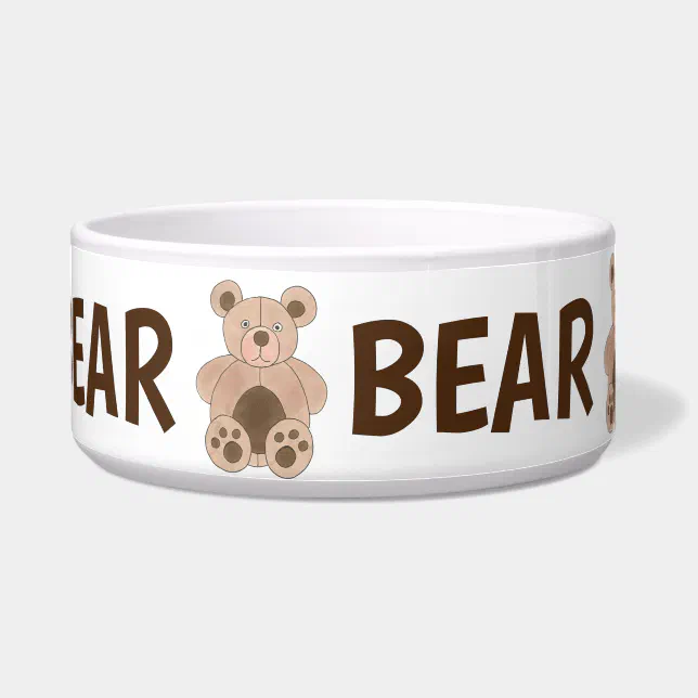 BEAR Personalized Dog Brown Tan Teddy Plush Animal Bowl | Zazzle