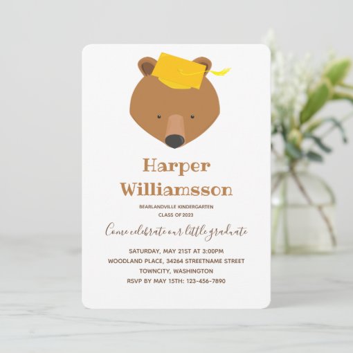 Bear Photo Kindergarten Graduation Invitation | Zazzle