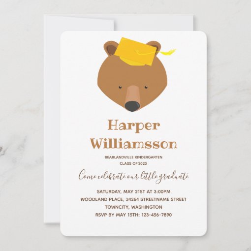Bear Photo Kindergarten Graduation Invitation | Zazzle
