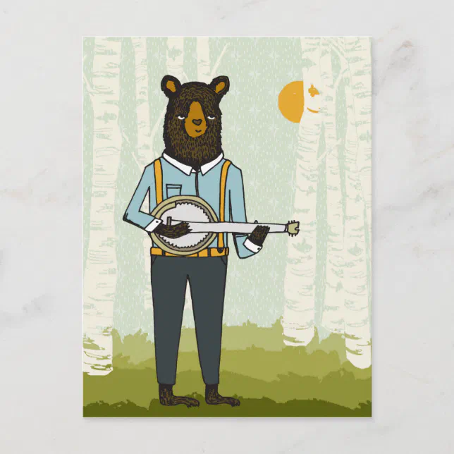 Bear Playing Banjo Postcard | Zazzle