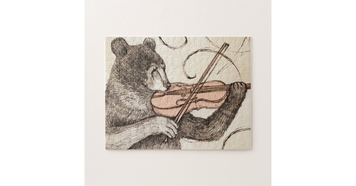 Bear Playing Violin Jigsaw Puzzle | Zazzle