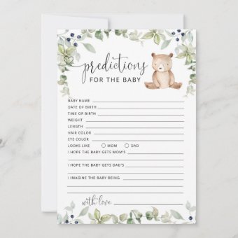 Bear predictions for the baby card | Zazzle