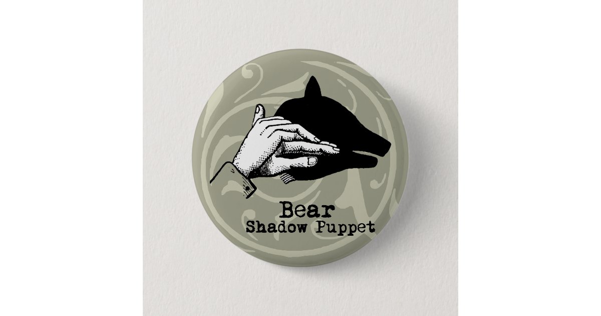 Bear Shadow Puppet Hand Vintage Pinback Button | Zazzle