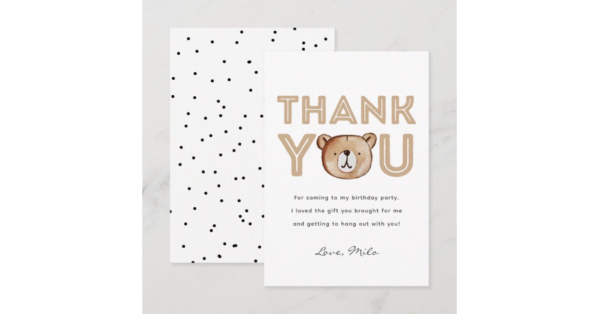 Bear Thank You Card | Bear Party | Zazzle