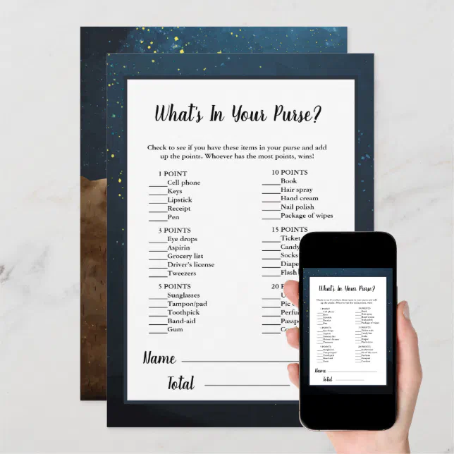 Bear What's In Your Purse Baby Shower Game Invitation | Zazzle
