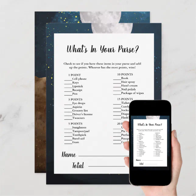 Bear What's In Your Purse Baby Shower Game Invitation | Zazzle