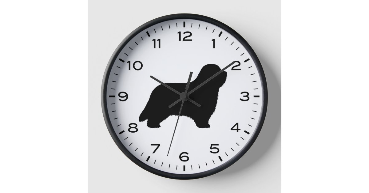 Bearded Collie Dog Breed Silhouette Clock | Zazzle