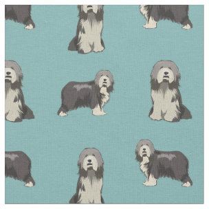 I Love my Bearded Collie Fabric | Zazzle.com