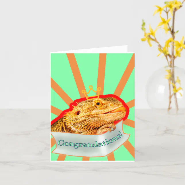 Bearded Dragon Crown Congratulations Card | Zazzle