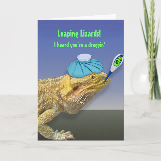 Bearded Dragon Lizard Get Well Card | Zazzle