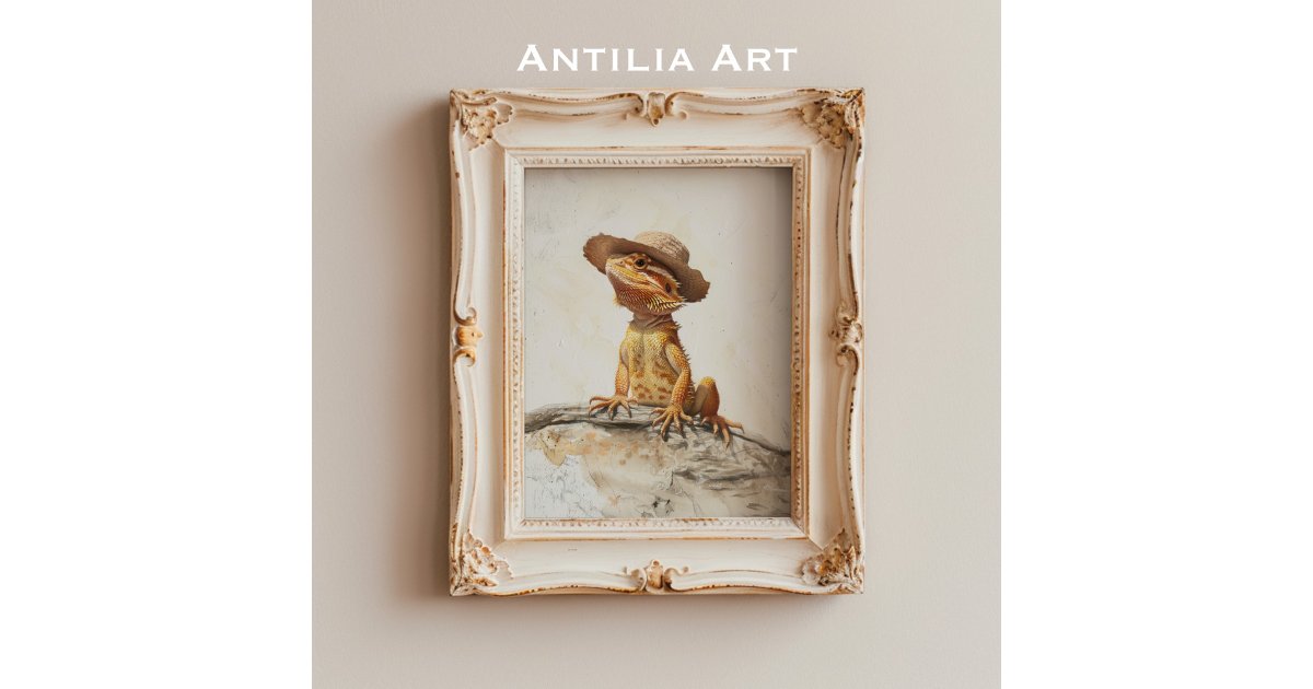 Bearded Dragon Portrait Painting Pogona Reptile Poster | Zazzle