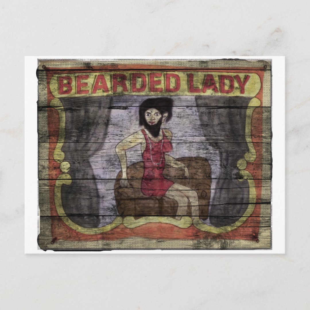 Bearded Lady Vintage Canival Banner Postcard | Zazzle
